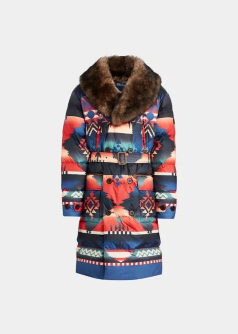 Polo Ralph Lauren Aztec Down Coat Men's Size XL Lamb Shearling Fur ...