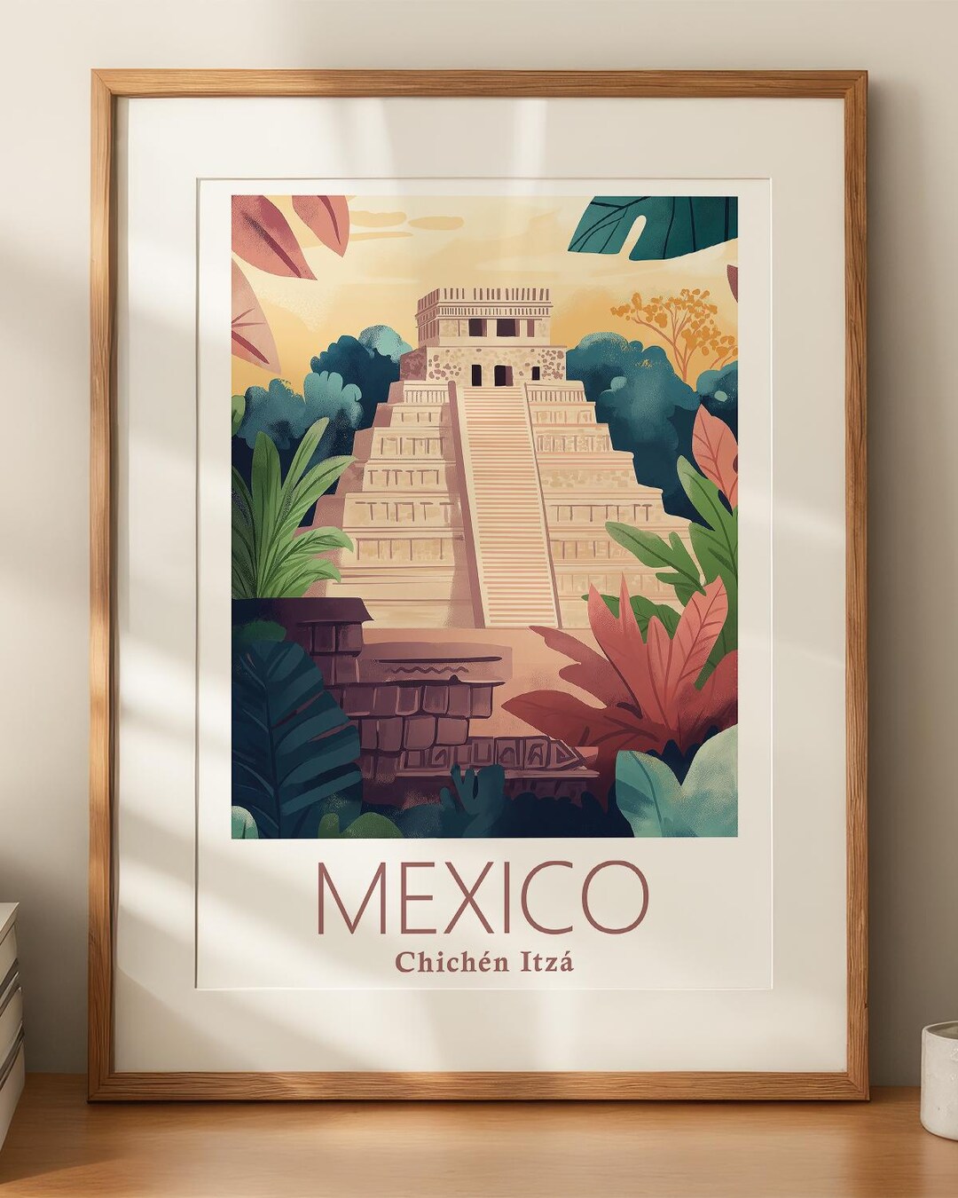 Chichén Itzá, Mexico - Whimsical Travel Poster | Bright Colorful ...