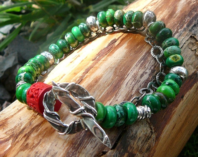 Healer' S Delight / Sea Sediment Jasper, Cinnabar Chinese Bead,artisan ...
