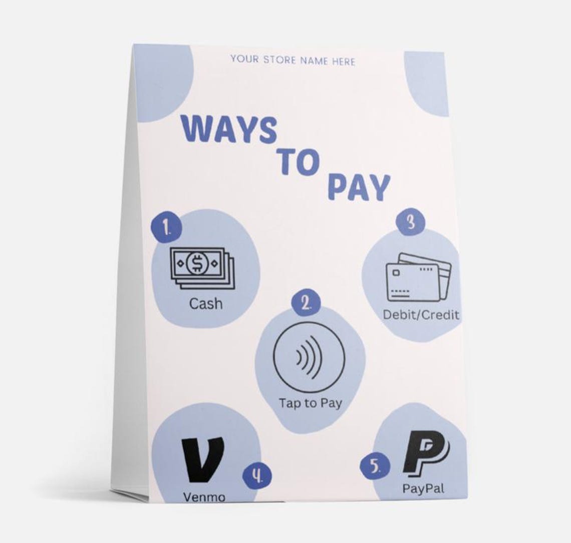 Ways to Pay Sign for Store - Etsy