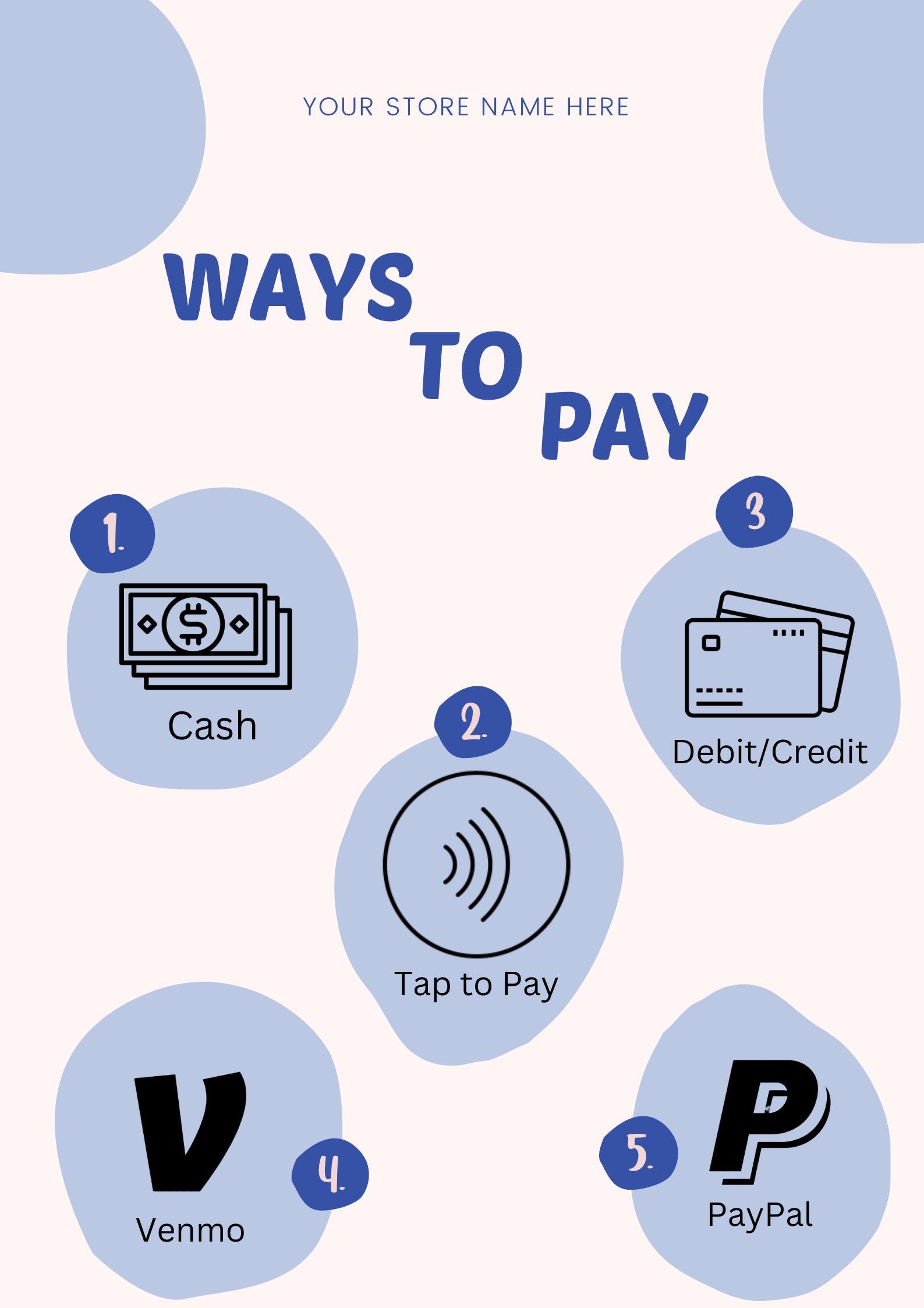 Ways to Pay Sign for Store - Etsy