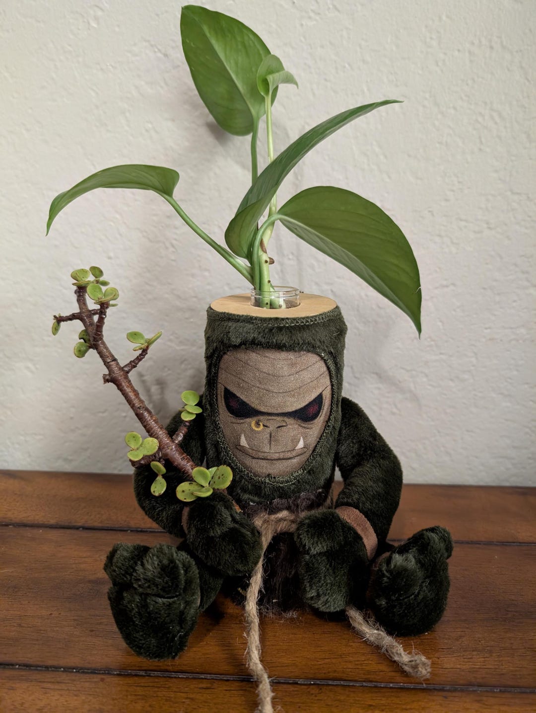 Monty the Mountain Troll Planter: Bamboo & Glass Vase - Etsy