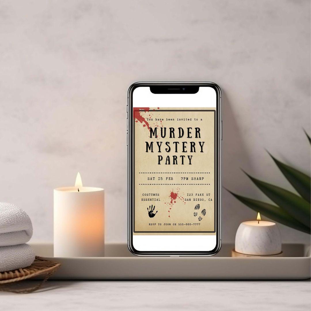 Murder Mystery Dinner Party Invitation Template, Editable Adult ...