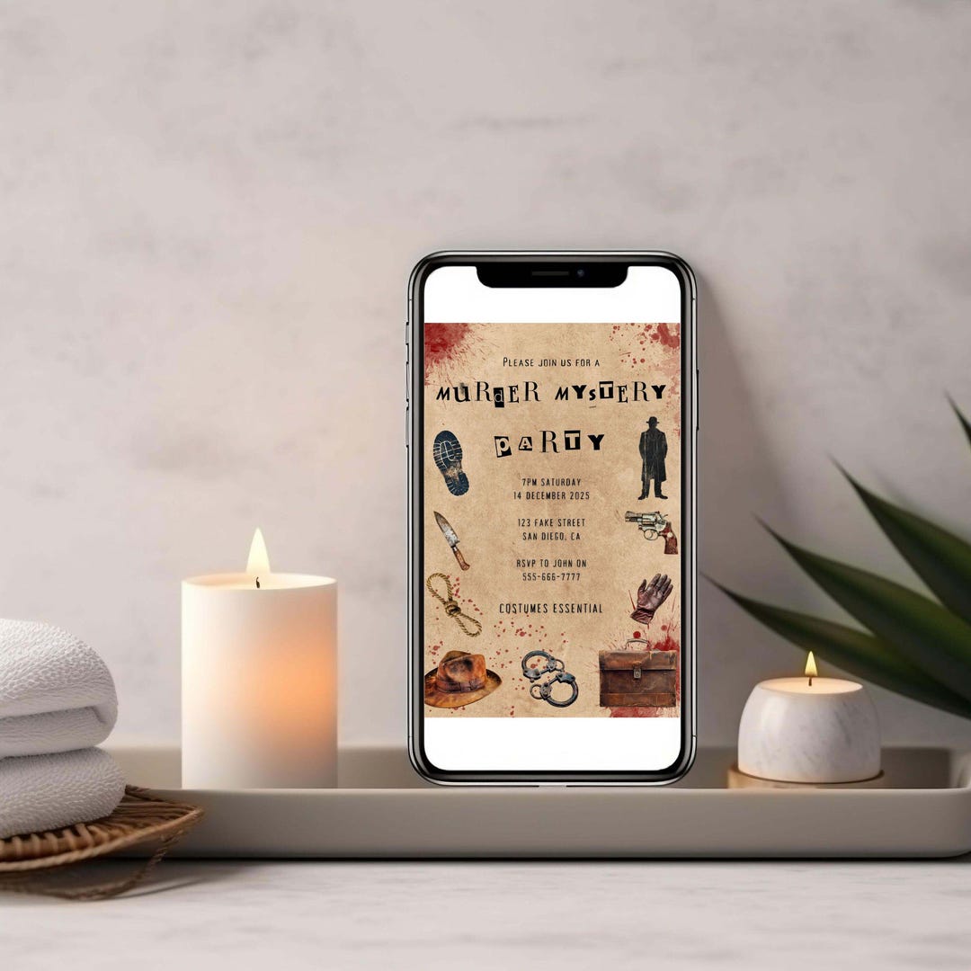 Murder Mystery Party Invitation | Editable Canva Template | Crime Scene ...