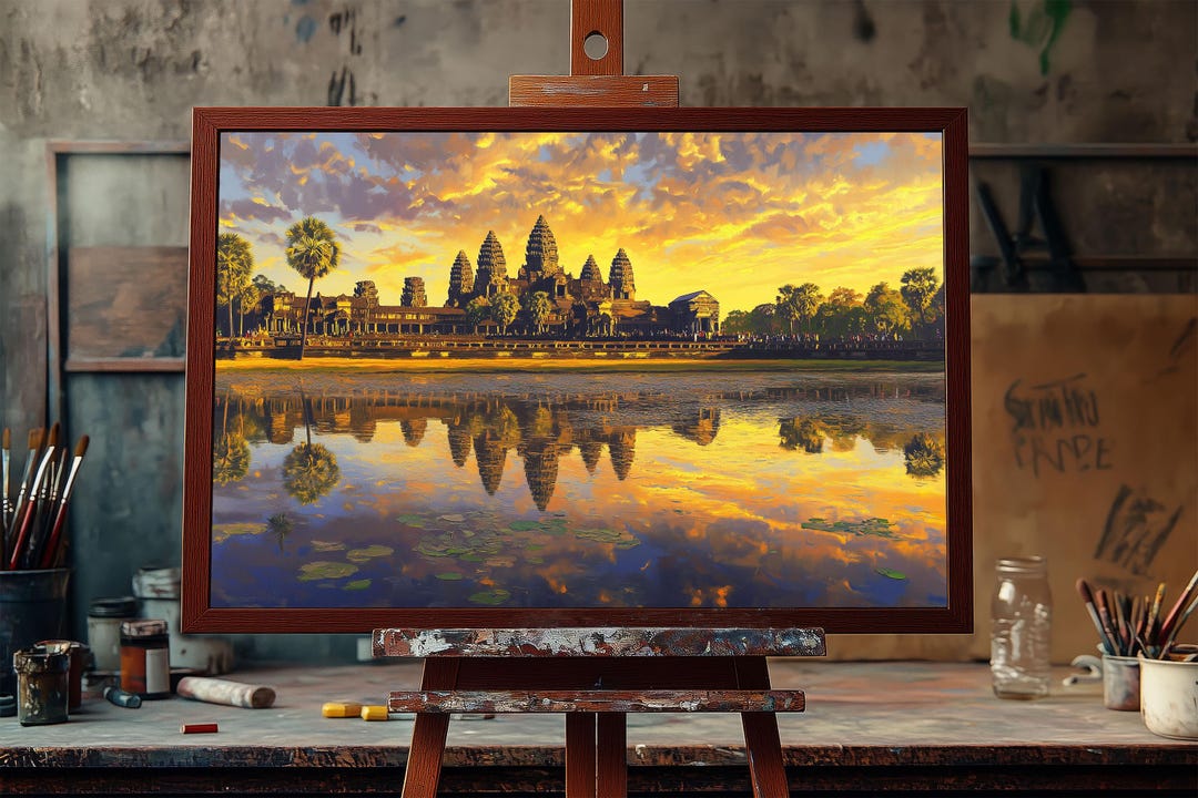 Original Oil Painting Angkor Wat Temple, Oil Painting on Canvas Wall ...