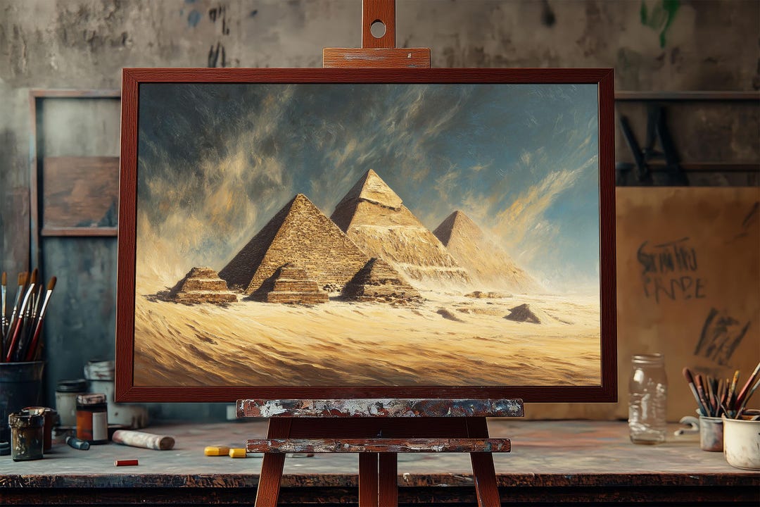 Egyptian Pyramids in Desert Landscape | Fine Art Oil Painting Inspired ...