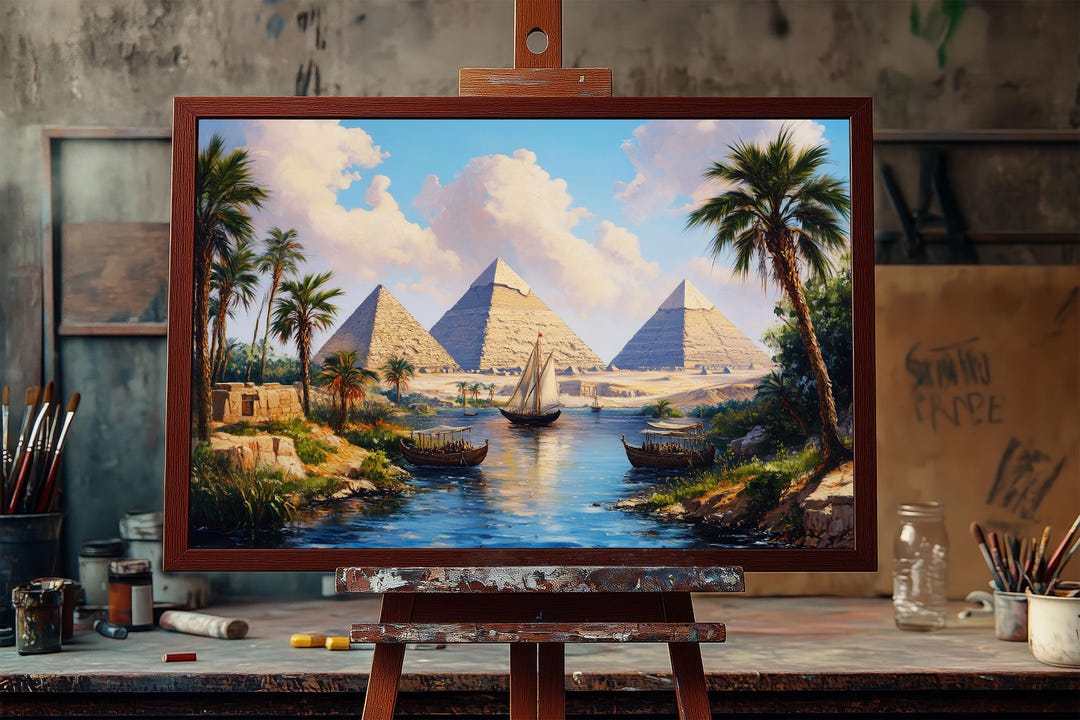 Original Oil Painting Pyramids Ancient Egypt, Oil Painting on Canvas ...