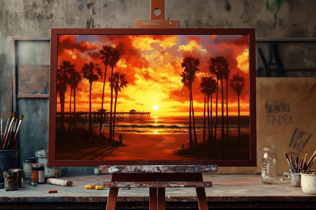 Manhattan Beach Pier Oil Painting | Hand-painted California Coastal ...