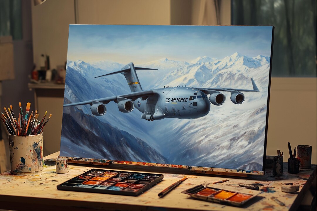 Fine Art Oil Painting C-17 Globemaster III Airplane | Hand-painted ...