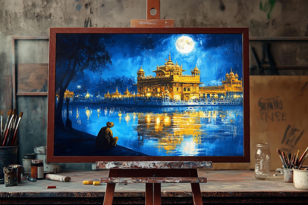 Original Oil Painting Golden Temple Art, Oil Painting on Canvas Wall ...