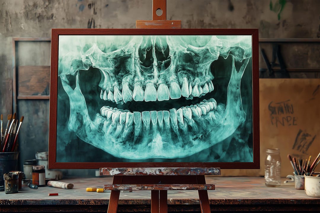 Original Oil Painting Panoramic Dental X-ray, Oil Painting on Canvas ...