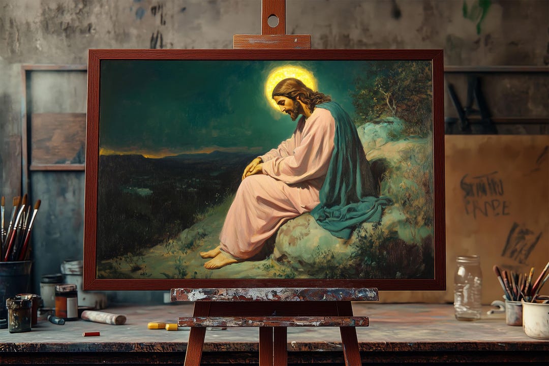 Original Oil Painting Jesus Christ in Praying, Oil Painting on Canvas ...