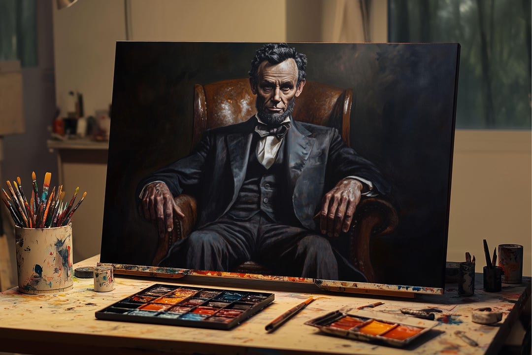 Fine Art Oil Painting Abraham Lincoln Portrait | Hand-painted ...