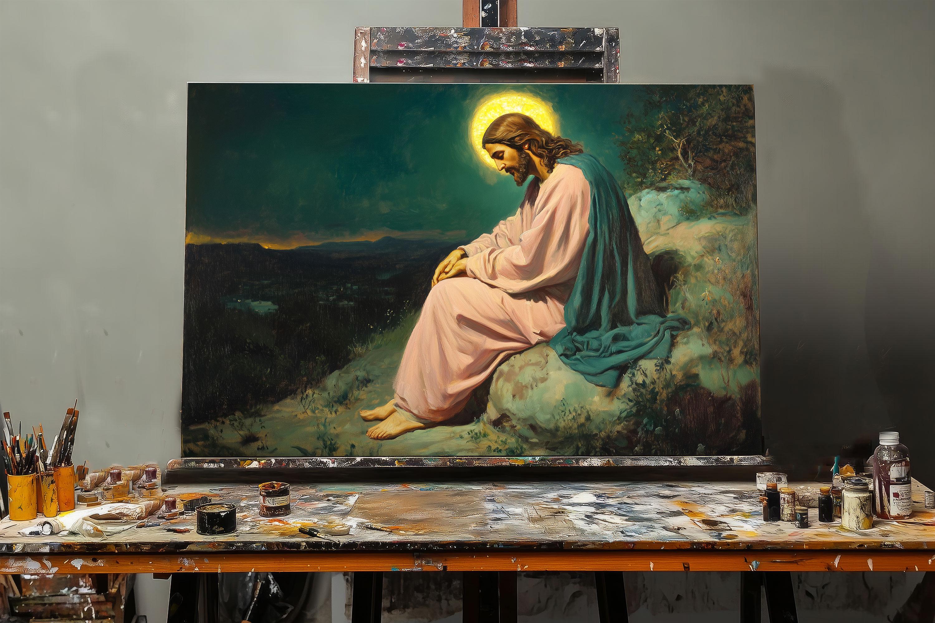 Jesus Christ in Prayer Oil Painting | Hand-painted Sacred Canvas Art ...
