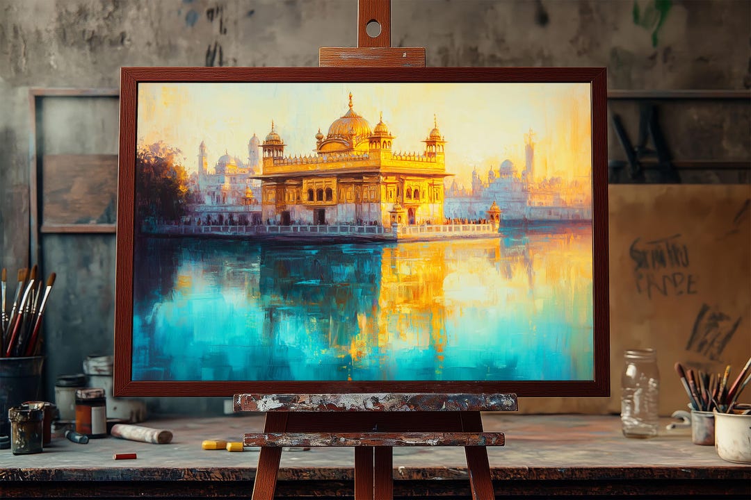 Original Oil Painting Golden Temple, Oil Painting on Canvas Wall Art ...