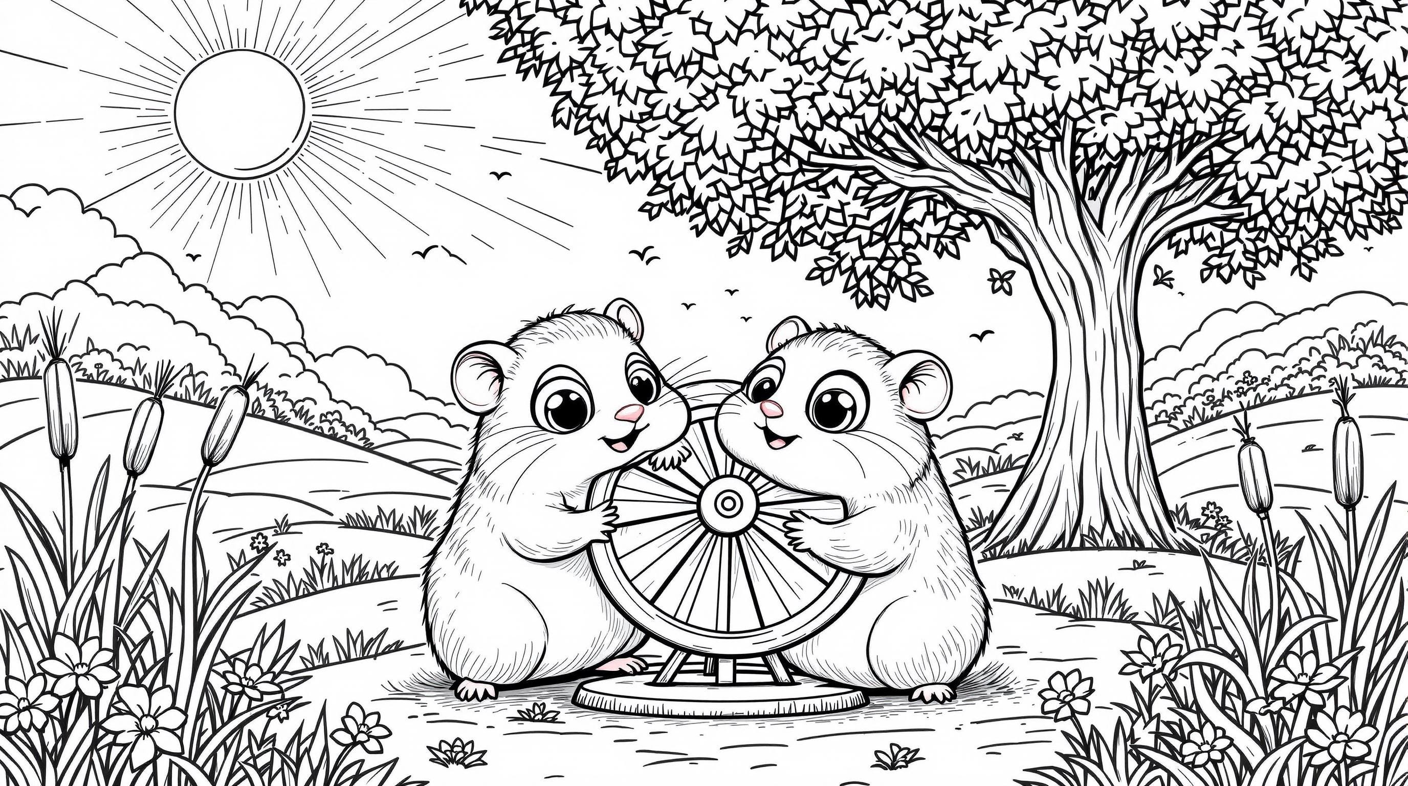Kawaii Hamsters Coloring Pages, Color Cute Hamsters, Cuddly Hamsters ...