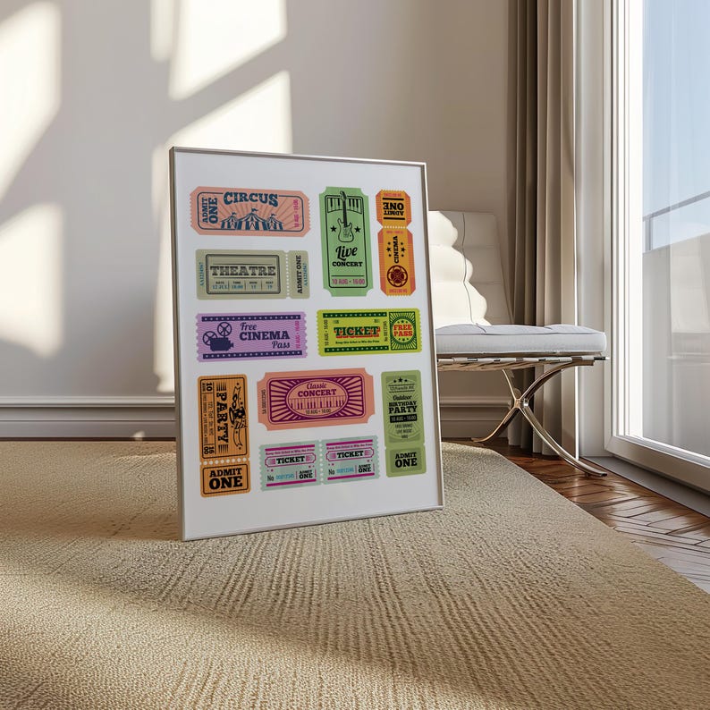 Vintage Ticket Collage Print: Retro Wall Art (digital Download) - Etsy