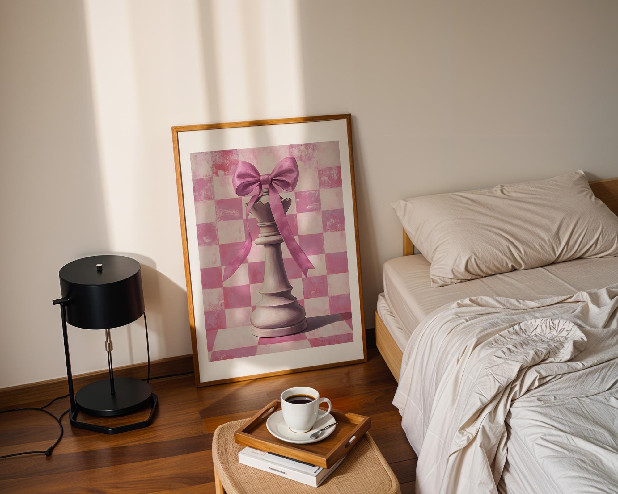 Pink Queen Chess Piece Wall Art | Checkered Aesthetic Poster | Preppy ...