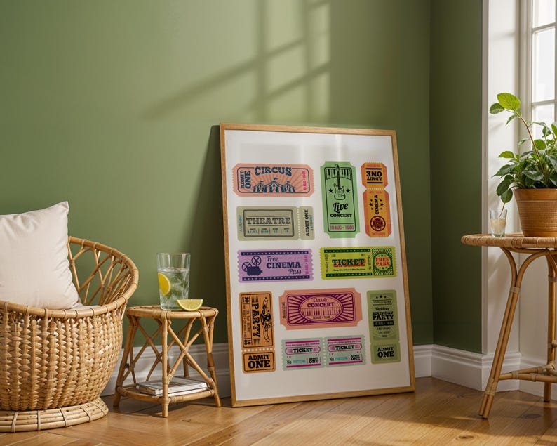 Vintage Ticket Collage Print: Retro Wall Art (digital Download) - Etsy
