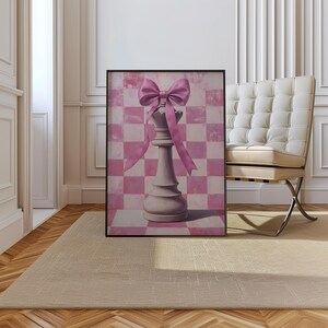 Pink Queen Chess Piece Wall Art | Checkered Aesthetic Poster | Preppy ...