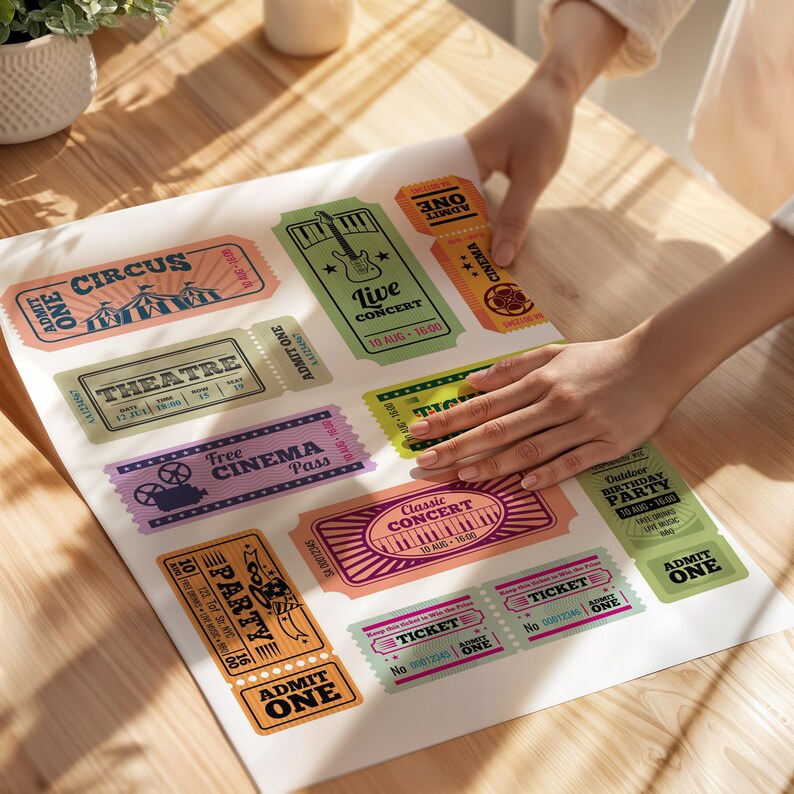 Vintage Ticket Collage Print: Retro Wall Art (digital Download) - Etsy