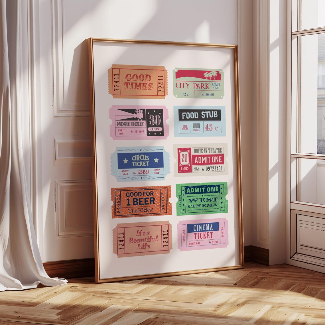 Retro Ticket Stub Art Print: Vintage Style Collage (digital Download ...