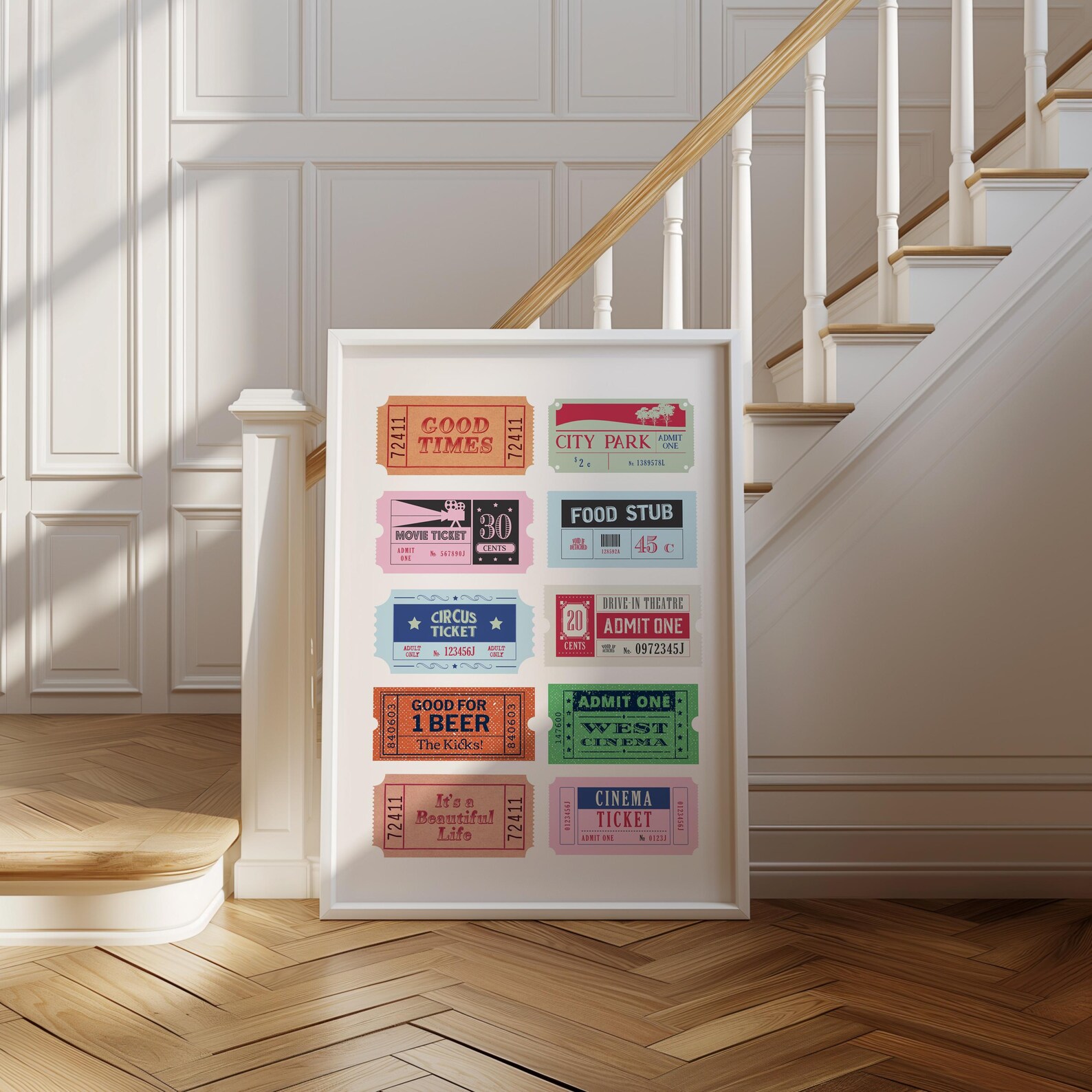 Retro Ticket Stub Art Print: Vintage Style Collage (digital Download ...