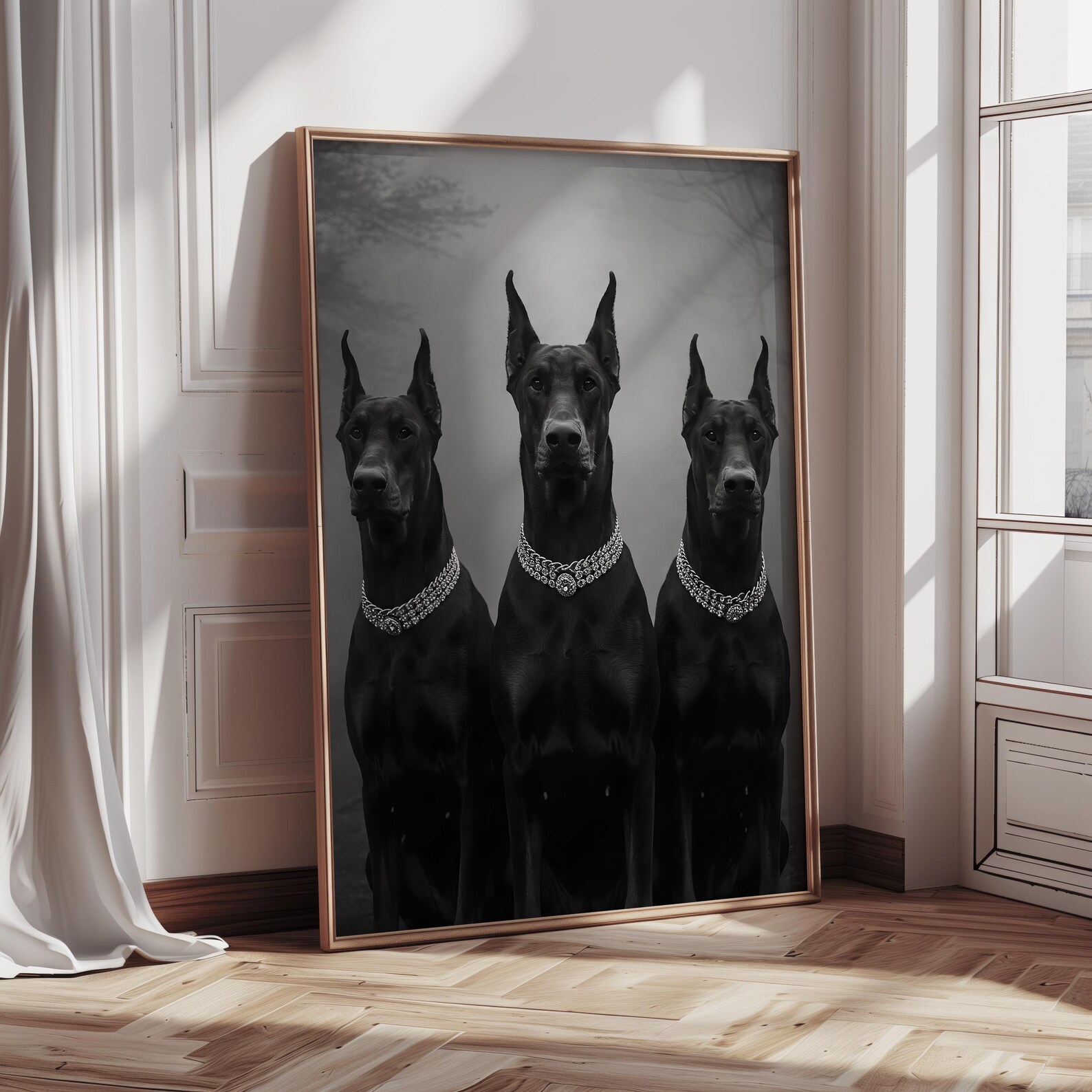3 Doberman Poster, Black and White, Fashion Photography, Luxury Wall ...