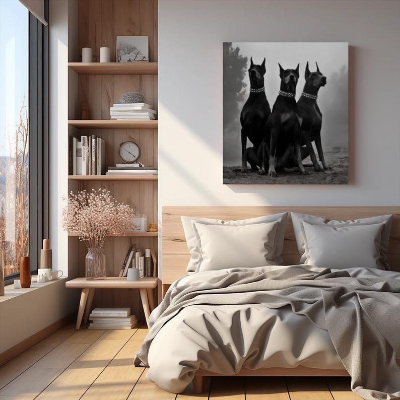 3 Doberman Poster, Black and White, Fashion Photography, Luxury Wall ...