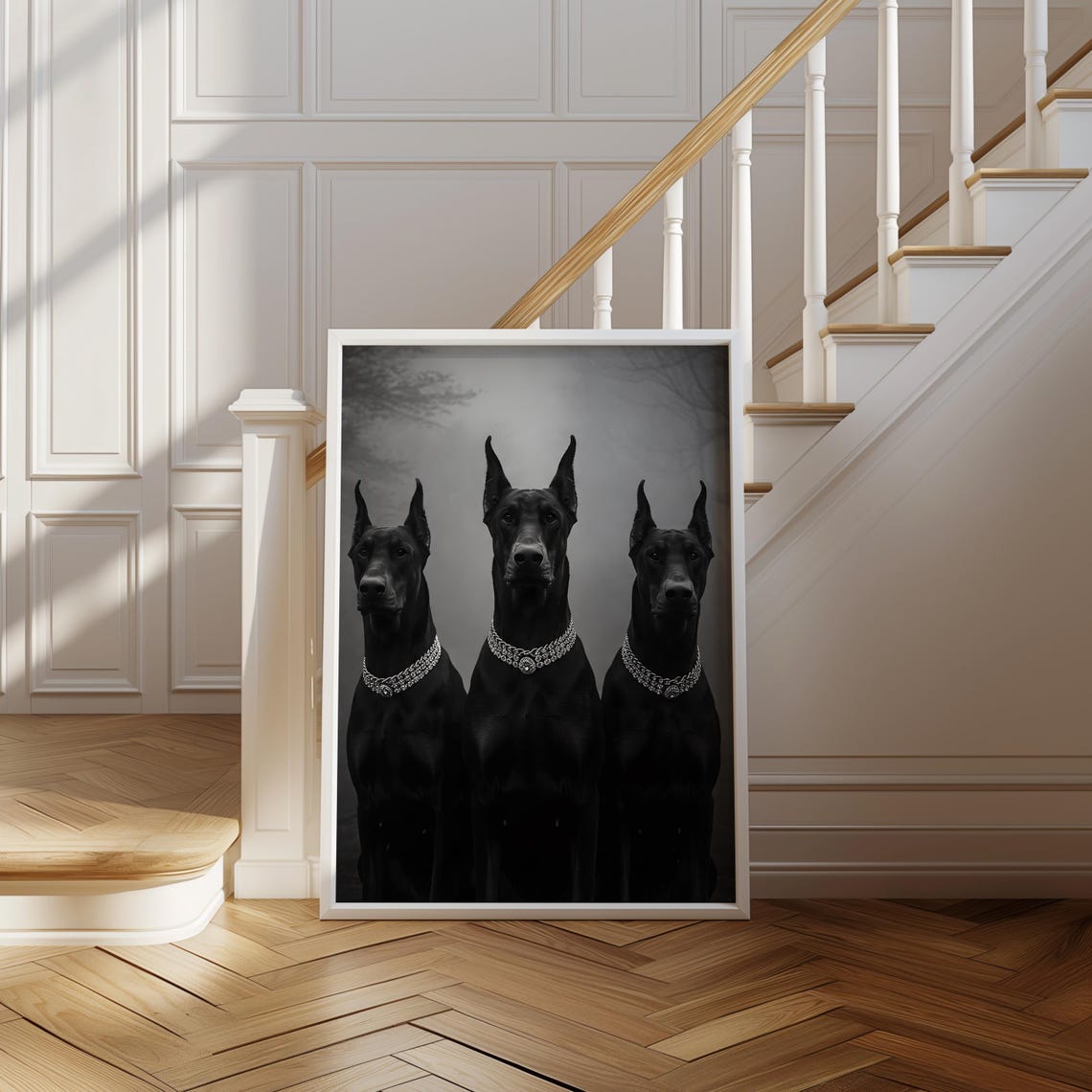 3 Doberman Poster, Black and White, Fashion Photography, Luxury Wall ...