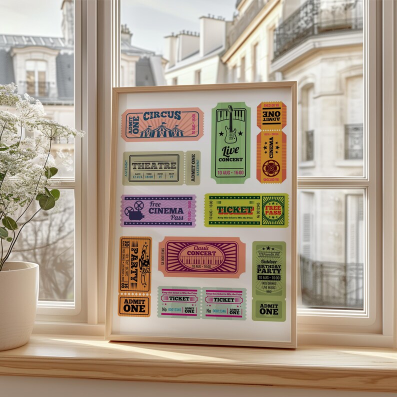 Vintage Ticket Collage Print: Retro Wall Art (digital Download) - Etsy