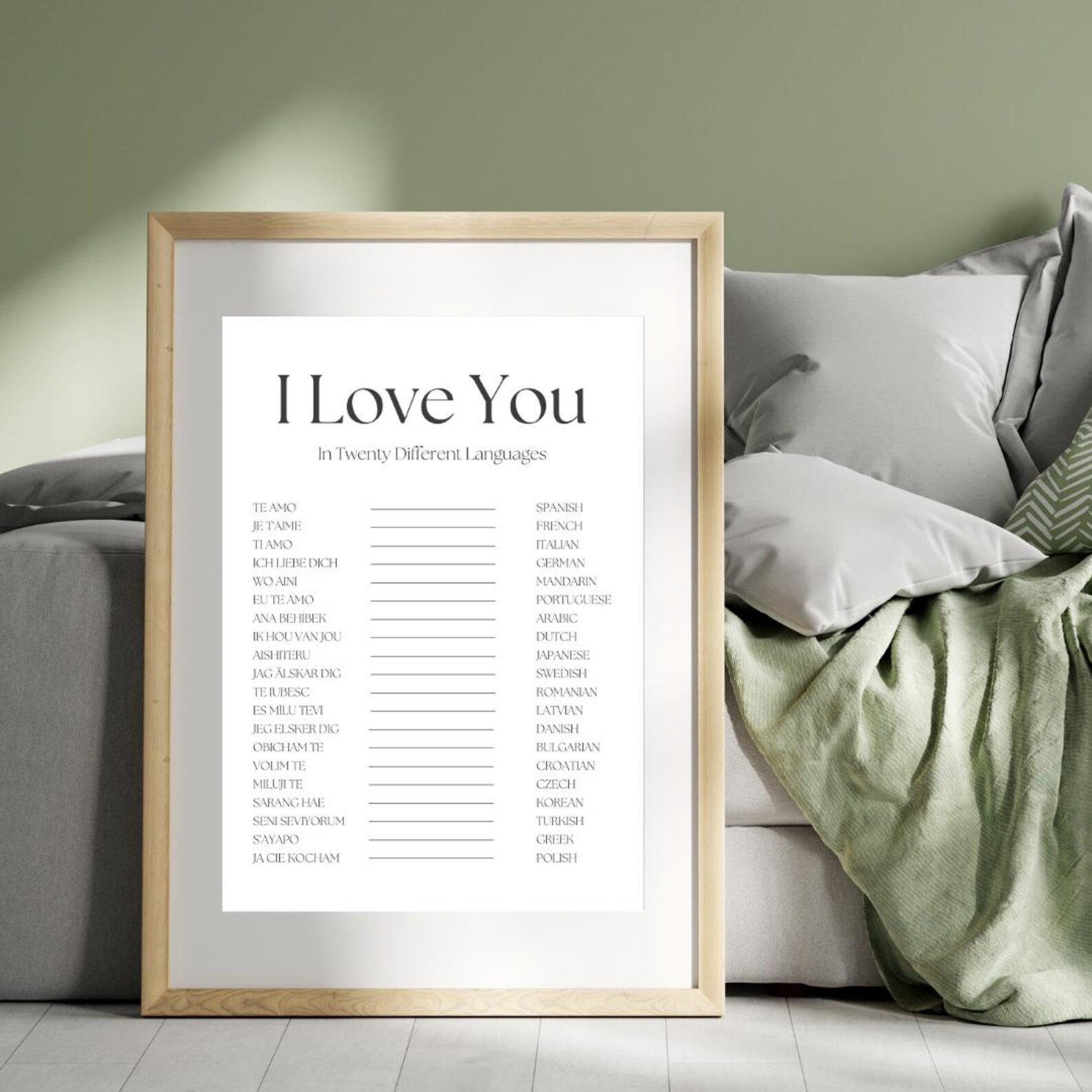 I Love You in 20 Different Languages - Printable Wall Art - Romantic ...