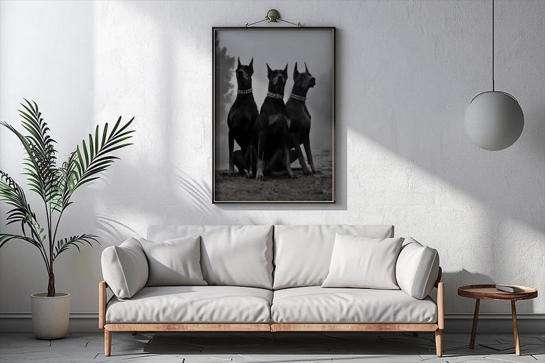 3 Doberman Poster, Black and White, Fashion Photography, Luxury Wall ...