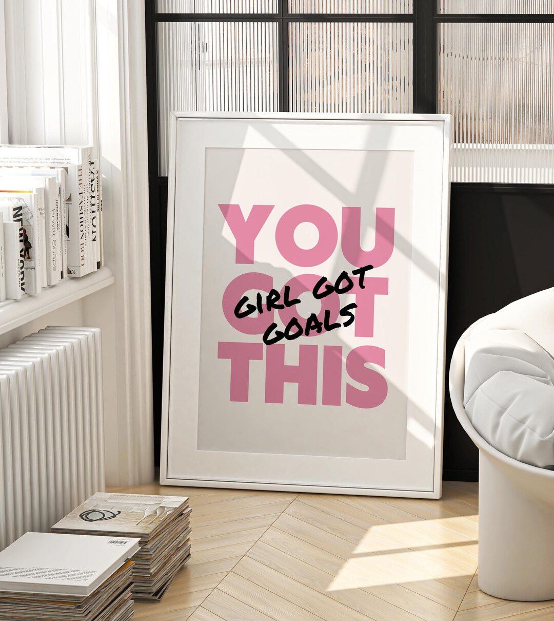 Girl Got Goals Motivational Dorm Room Wall Art, Trendy Pink Girly Wall ...