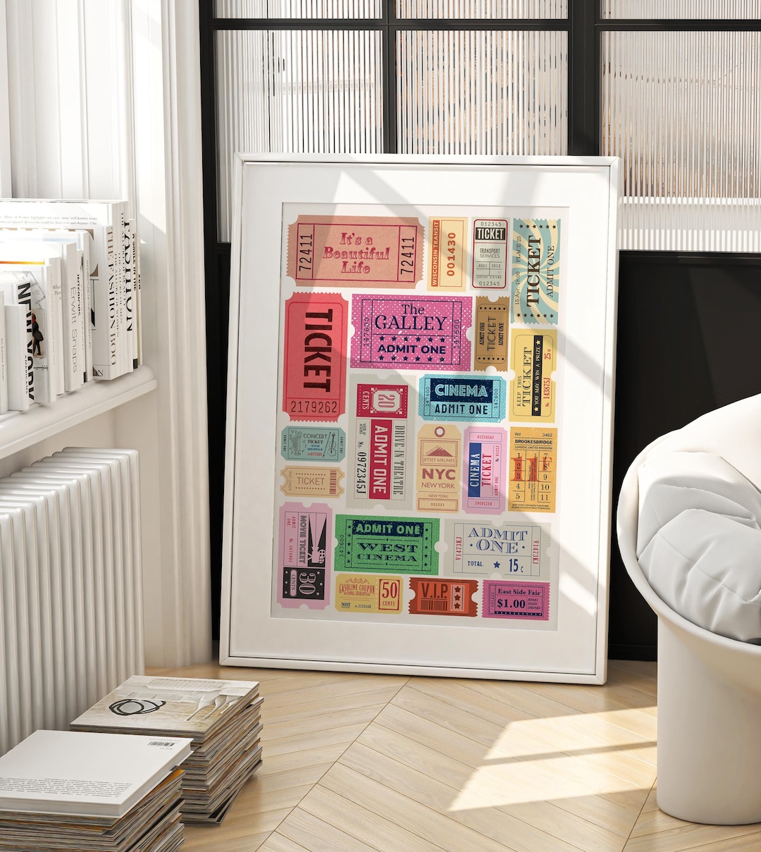 Vintage Tickets Art Print, Vintage Wall Art, Retro Wall Art, Art Prints ...