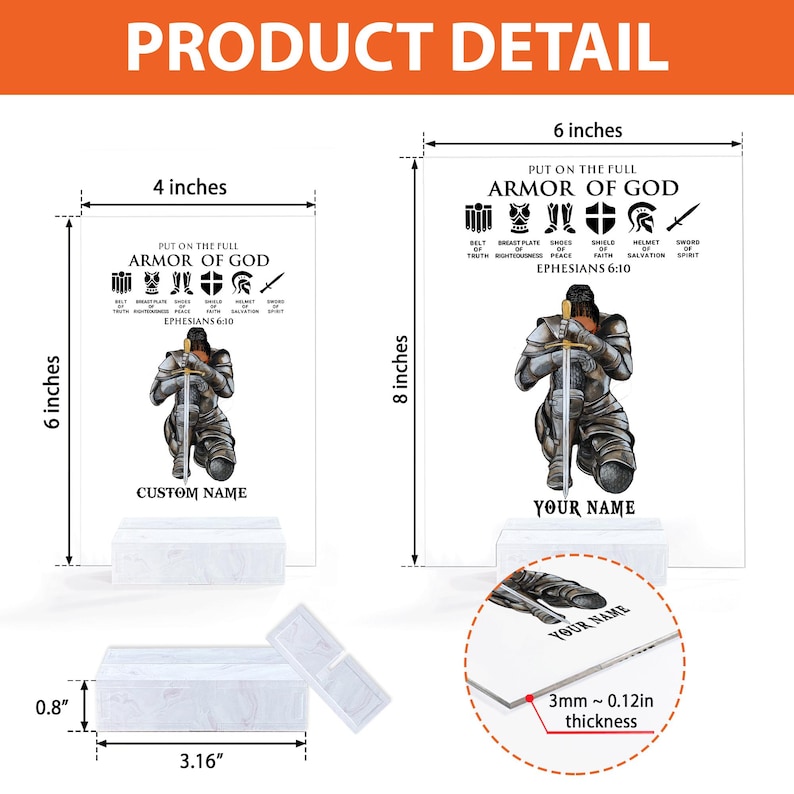 Put on the Full Armor of God Acrylic Plaque, Custom Name Plaque, Gift ...