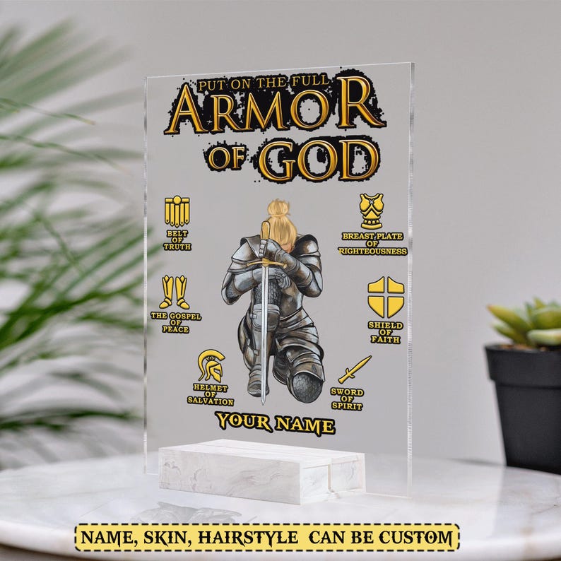 Personalized Acrylic Plaque: Armor of God, Female Warrior Gift - Etsy