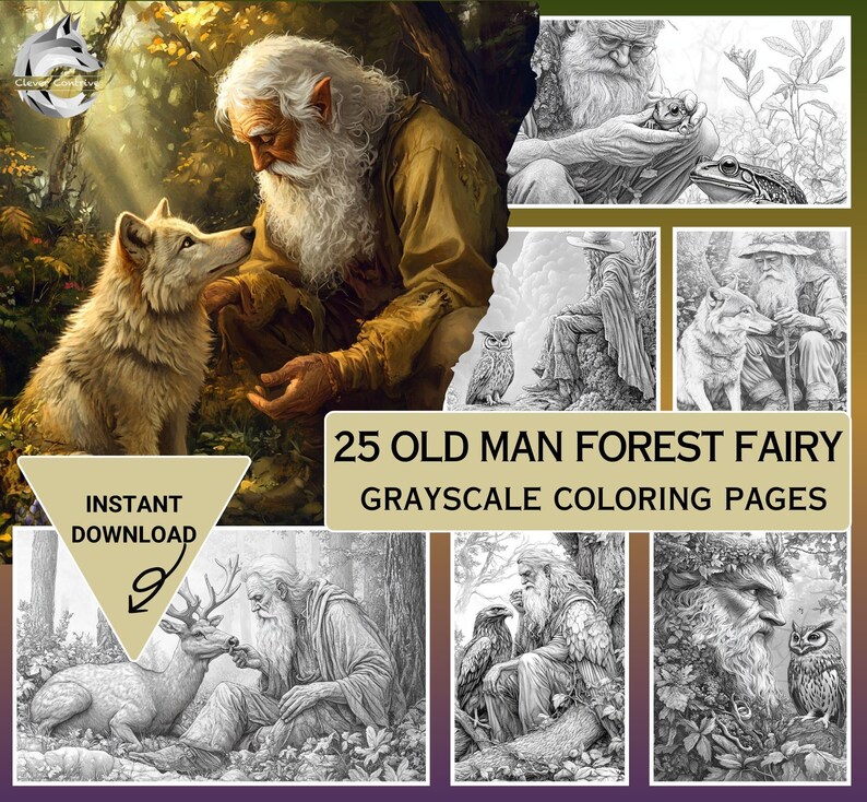 Old Man Forest Fairy Coloring Pages, Adult and Kids Fairies Coloring ...