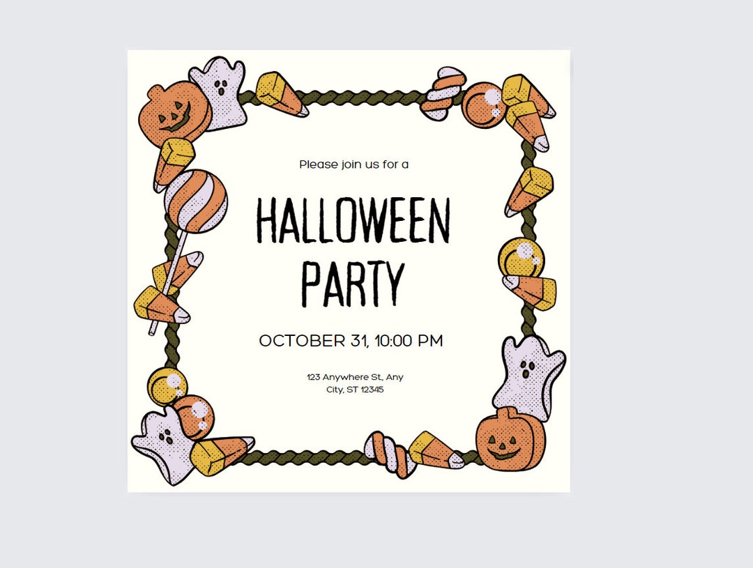 Halloween Party Invite Template Download and Print Editable - Etsy