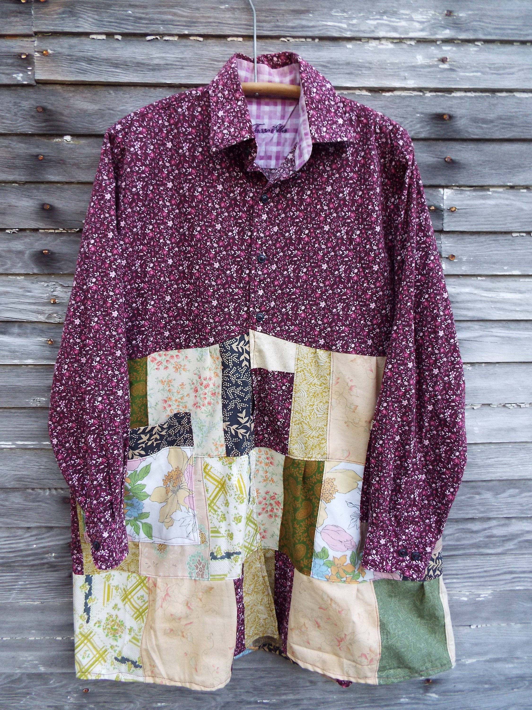 Handmade Upcycle Recycle Vintage Patchwork Babydoll Shirt Dress Large ...