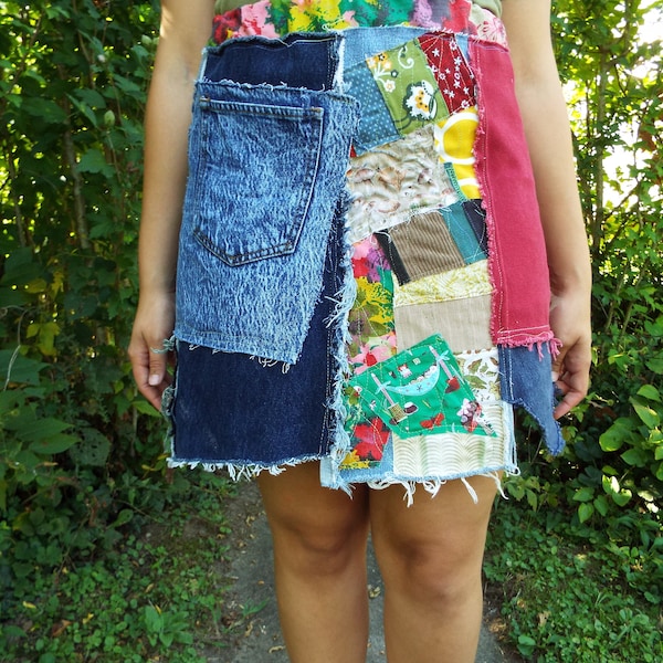 Upcycled Denim Skirt - Etsy