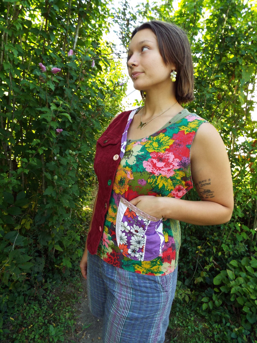 Handmade Patchwork Recycle Upcycle Vintage Vest Corduroy Buttons Pocket ...