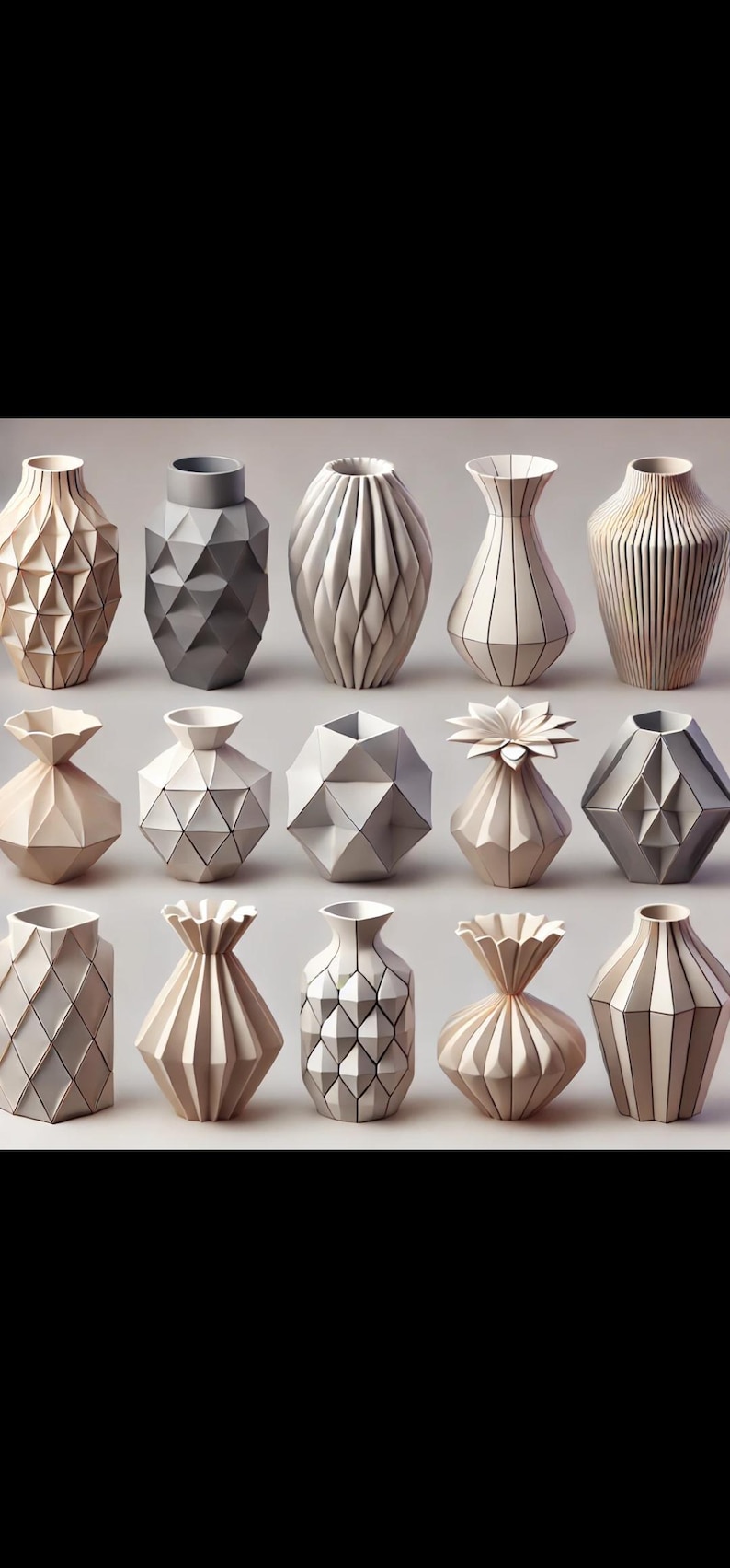 3D Printed Geometric Vases - Modern Origami Design, Home Decor - Etsy