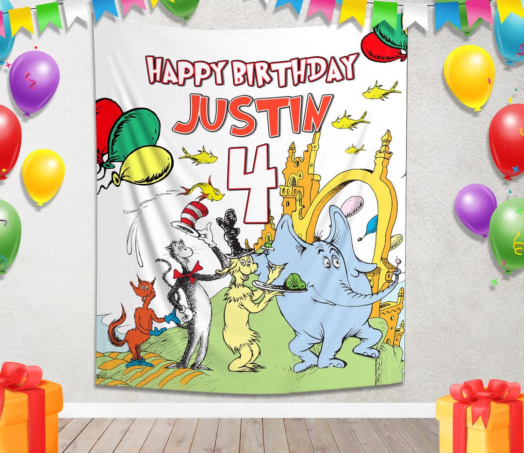 Thing 1 Thing 2 Birthday Banner, Kids Birthday Banner, Thing 1 Thing 2 ...