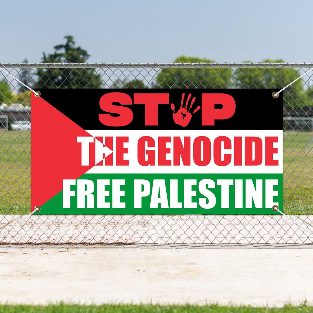 Palestine Banner, Palestine Flag Banner, Stop the Genocide Free ...