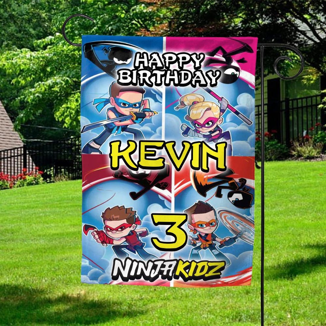 Birthday Ninja Kidz Garden Flag, Ninja Birthday Party Garden Flag ...