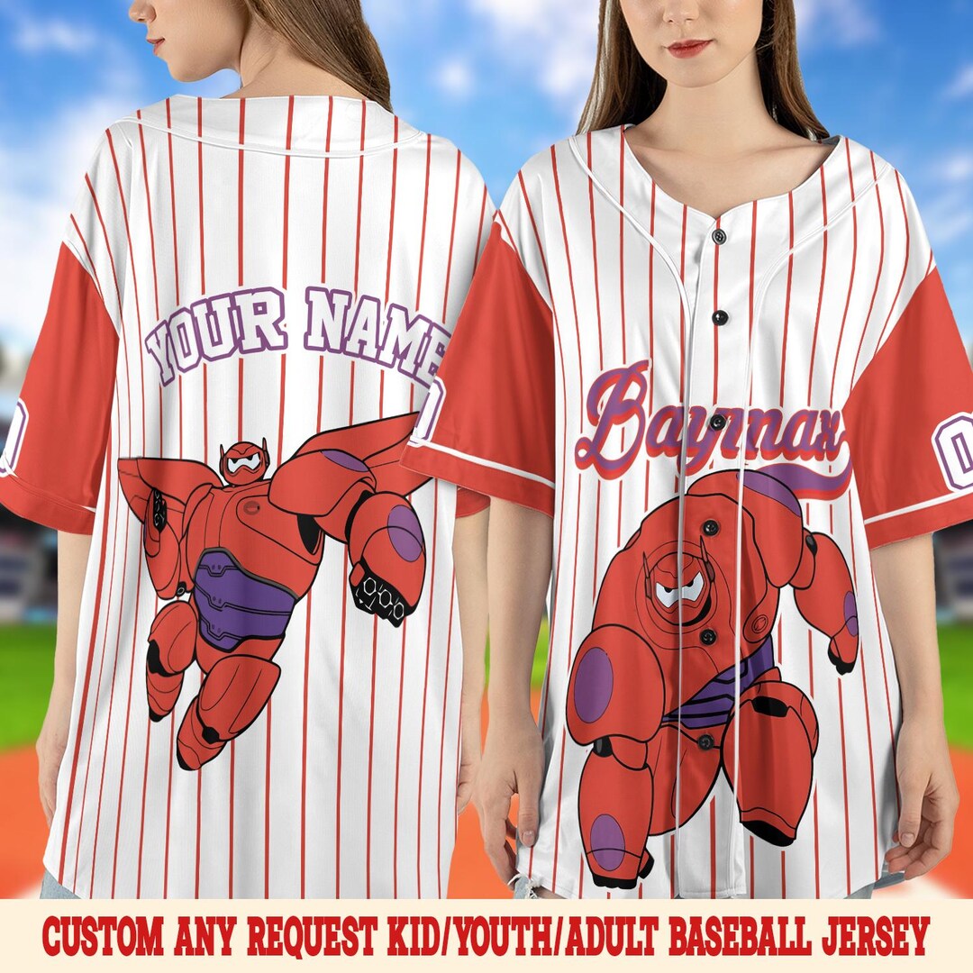 Personalize Disney Vintage Baymax Jersey, Baseball Jersey Collection Choose Style Jersey ...