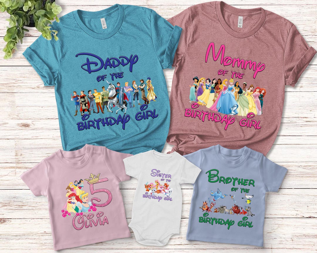 Disney Princess Family Birthday Shirts, Disney Princesses Birthday Shirt Set, Princess Family ...