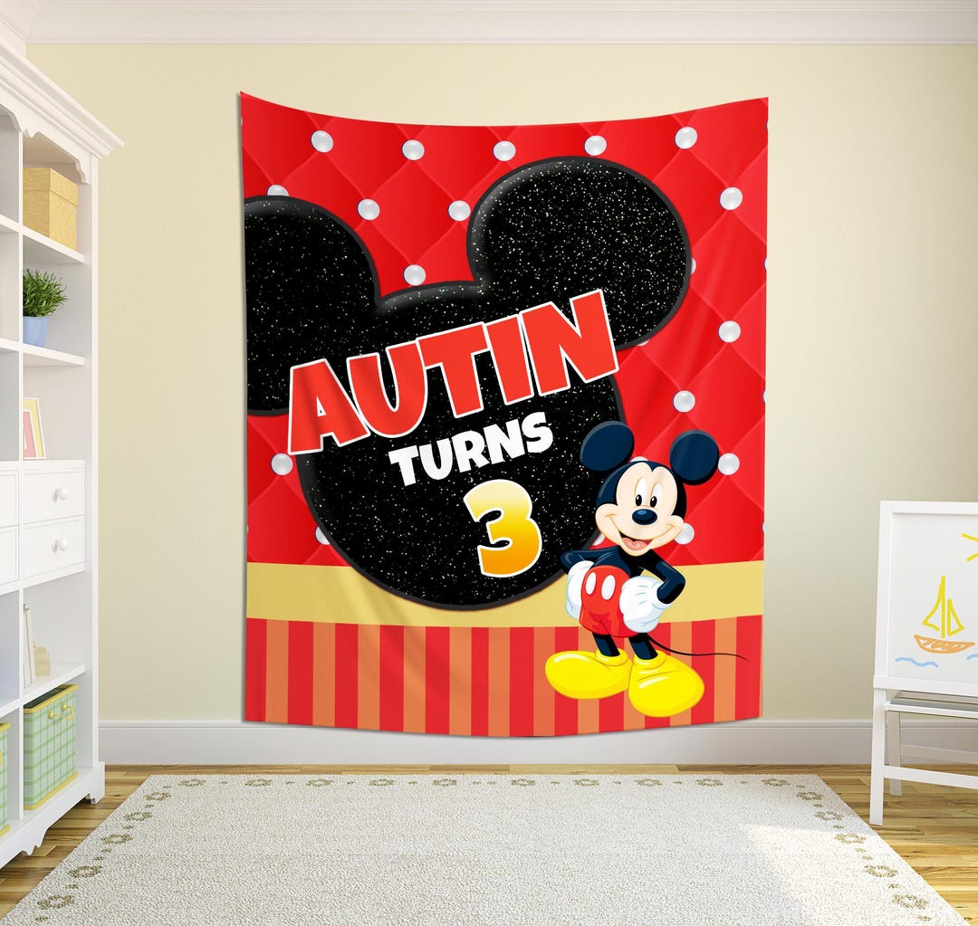 Mickey Mouse Backdrop, Mickey Mouse Banner, Mickey Mouse Birthday Party ...