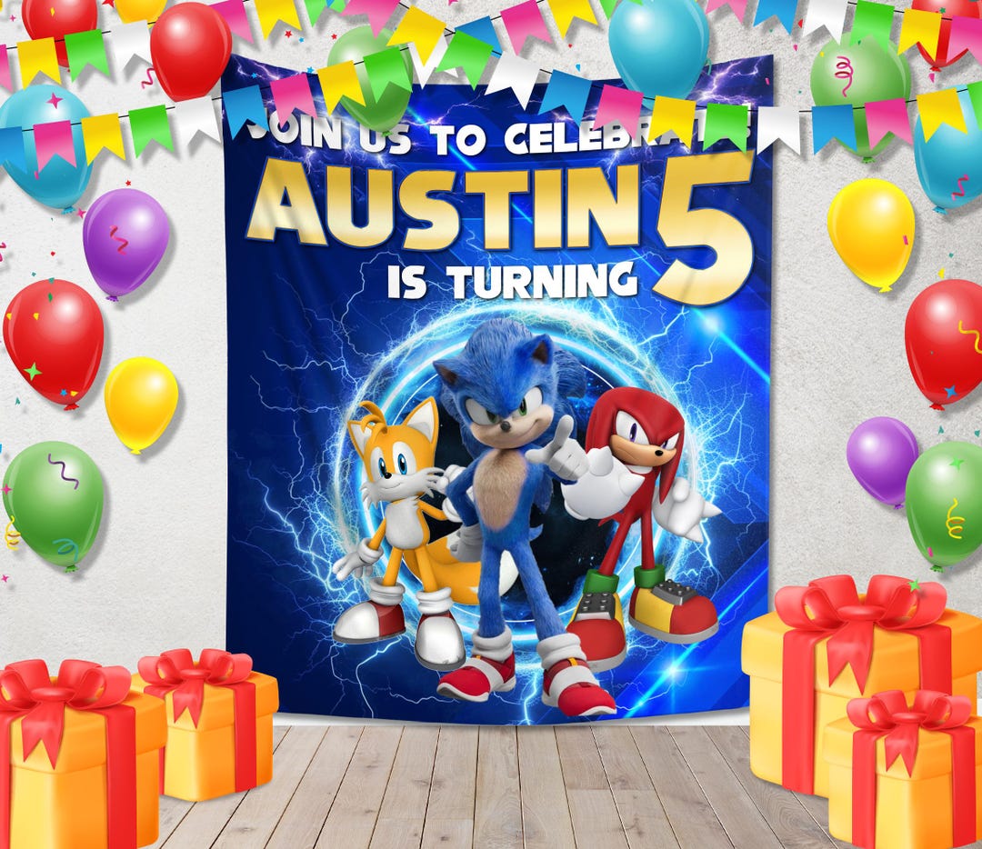 Sonic Birthday Party Backdrop/sonic Birthday Banner/custom Sonic ...